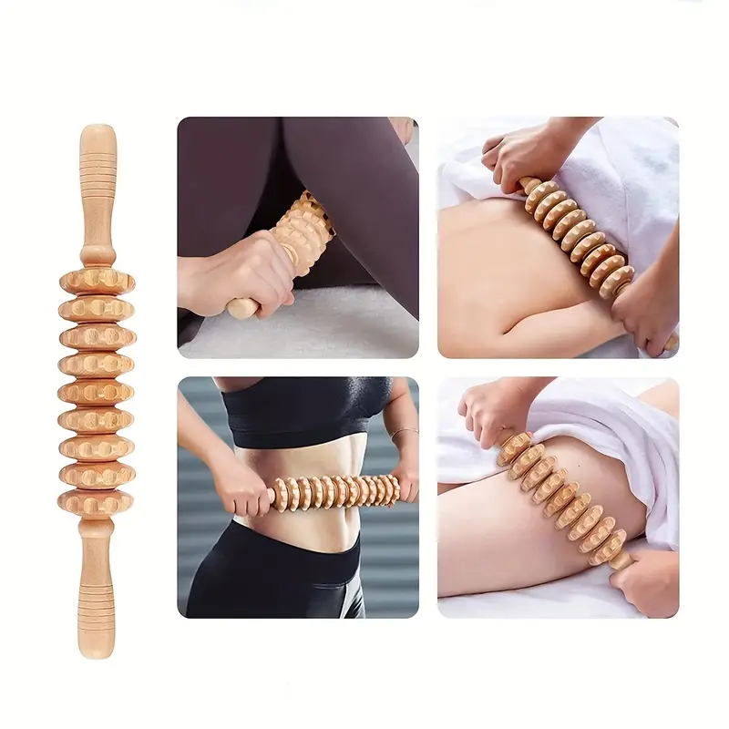 3pcs Wooden Massage Tool Set For Muscle Relief Includes Body Massager