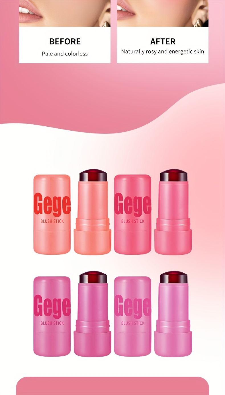 Waterproof Jelly Blush Stick Dual use Lips Cheeks Brightens - Temu