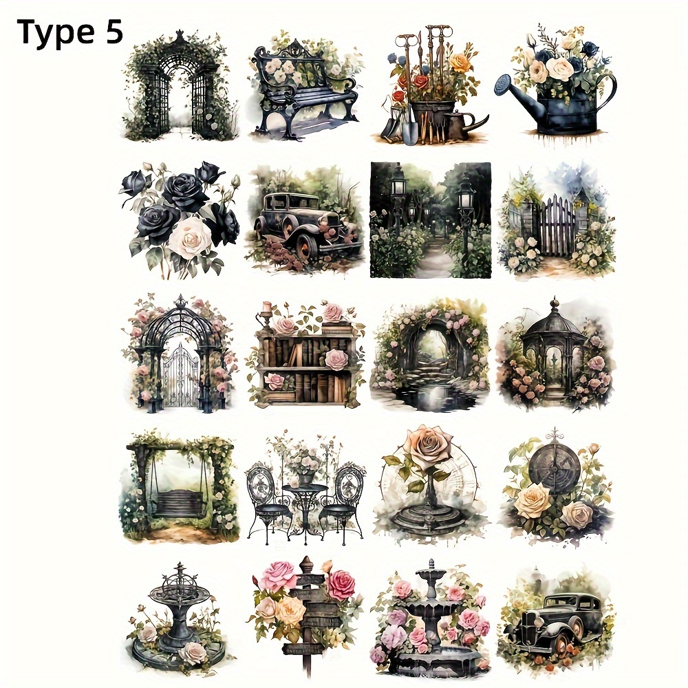 Vintage Creative Orange Black Rose Garden Landscape Retro - Temu