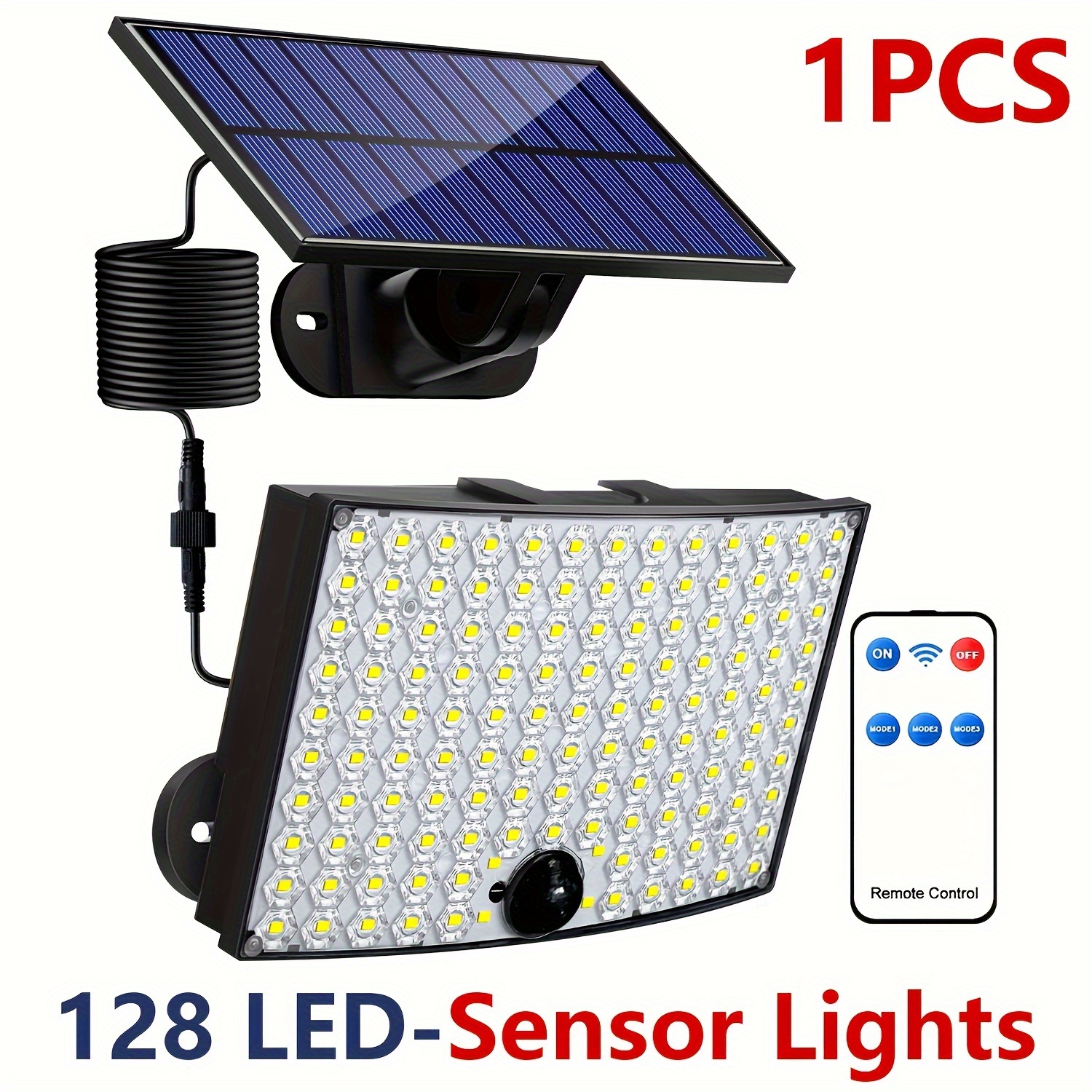 Solar Light Outdoor 128 Led Solar Motion Sensor Light Remote - Temu ...
