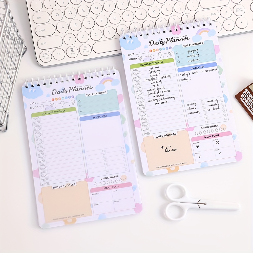 Daily Planner Spiral Notepad Habit List - Temu
