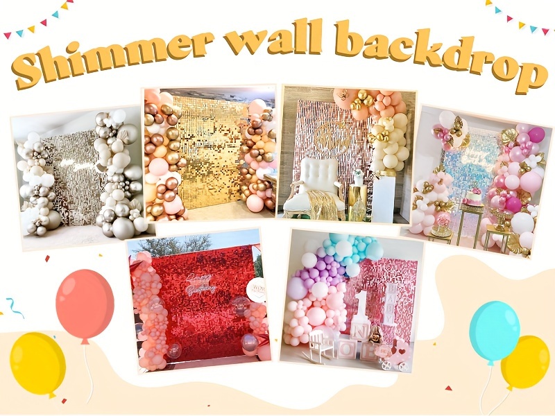 24 Panels Hot Pink Sequin Wall Backdropiridescent Shimmer - Temu