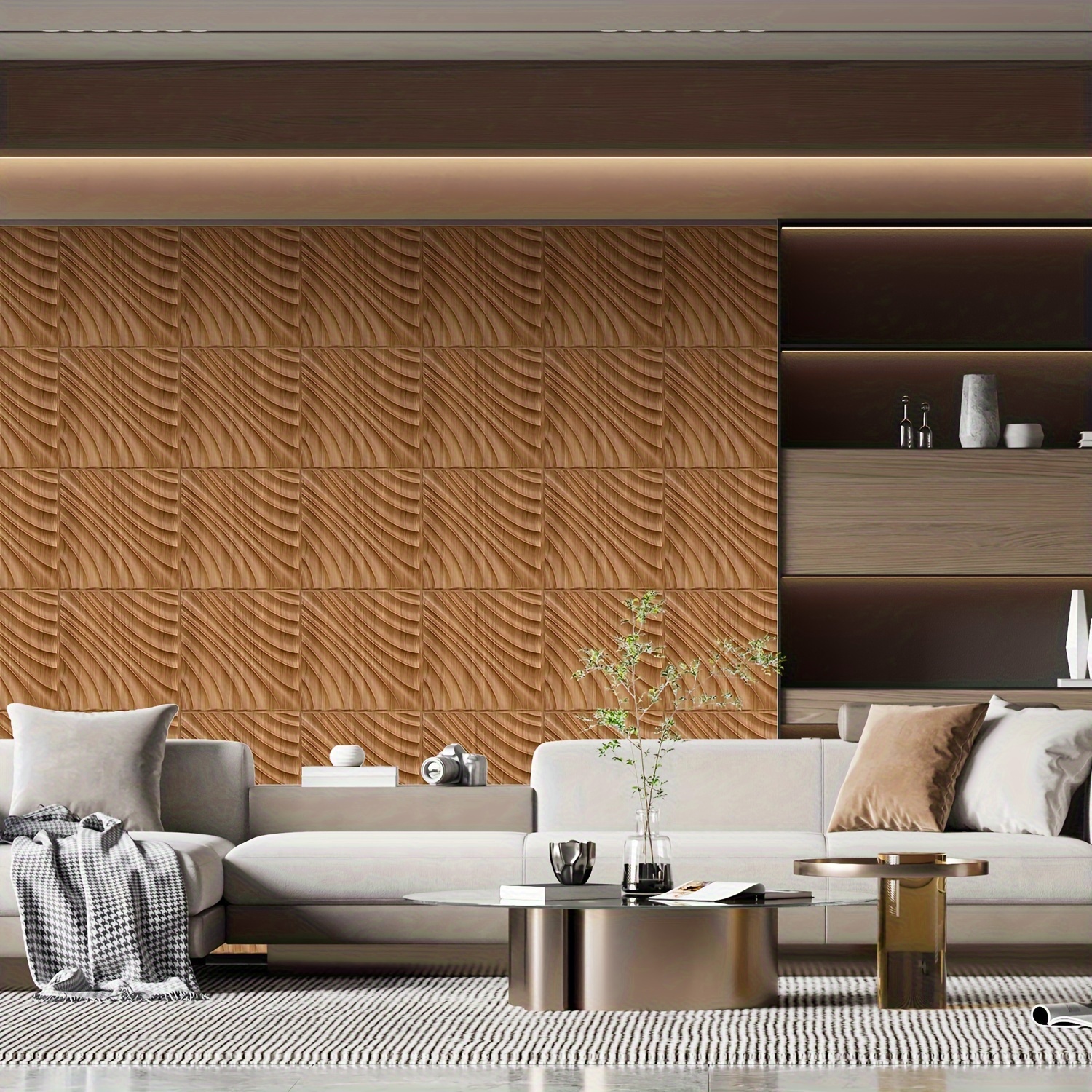 Stickgoo Wave 3d Wall Panels Brown Wood Grain Wall Panels - Temu