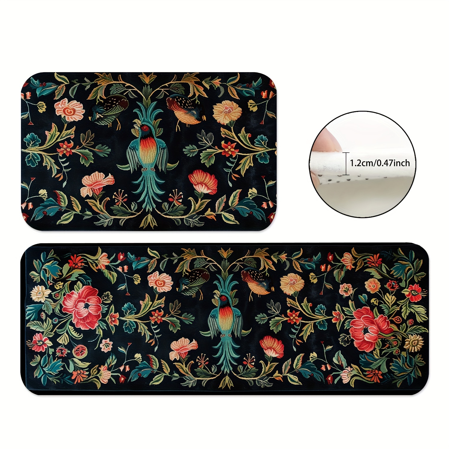 1/2pcs, flowers and birds mats, non-slip backing rugs, water absorbent ...