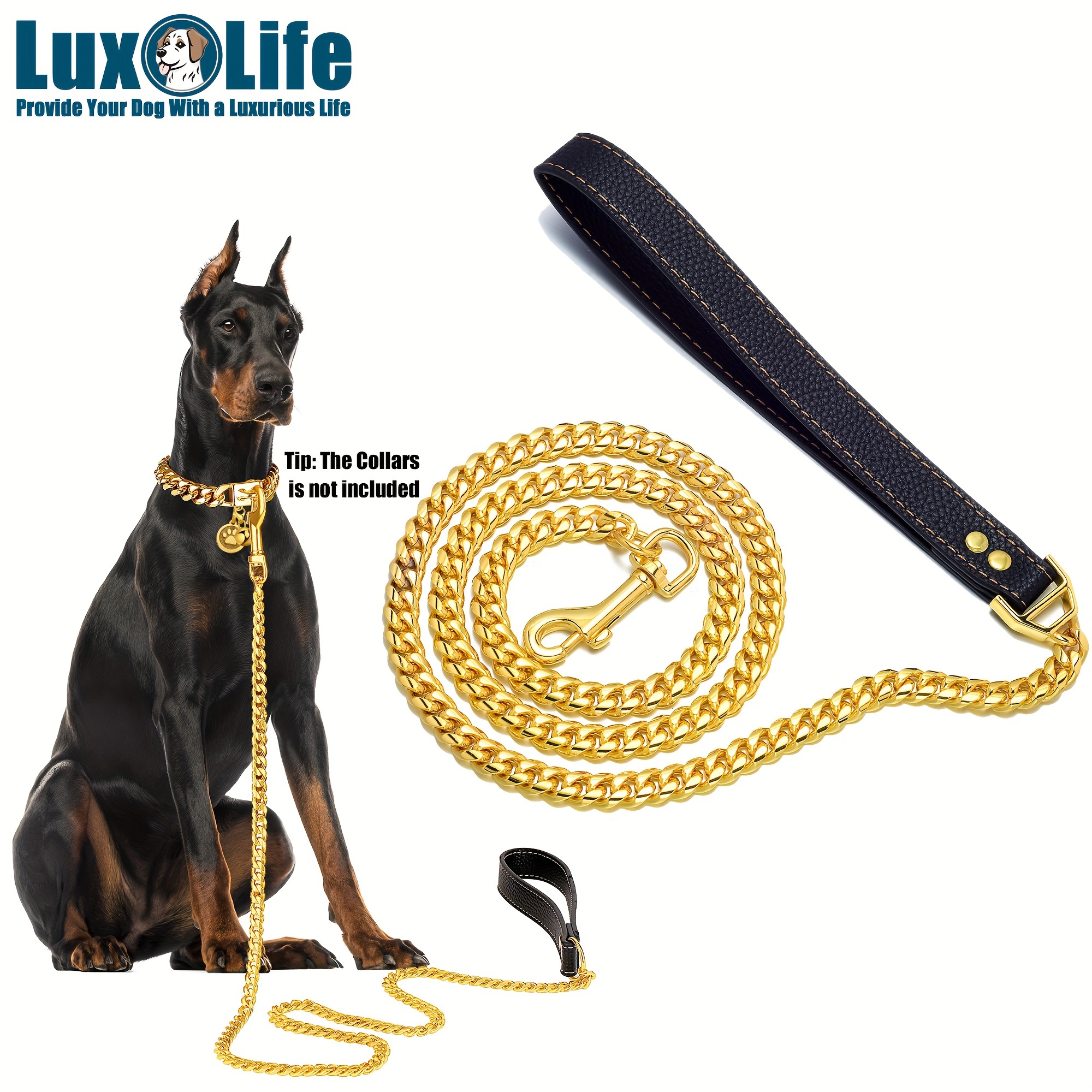 Dog Chain Leash Stainless Steel Metal Chain Width Curb Cuban - Temu Canada