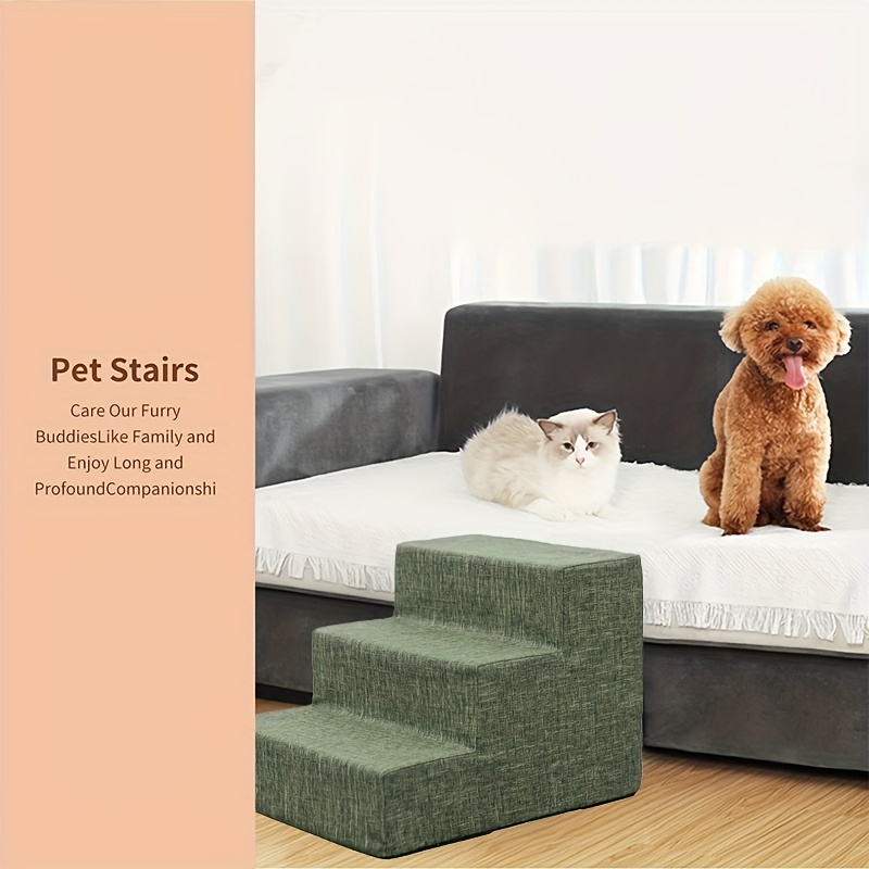 Non-slip 3-step Dog Stairs For Small Breeds - Sponge Material, Compact ...