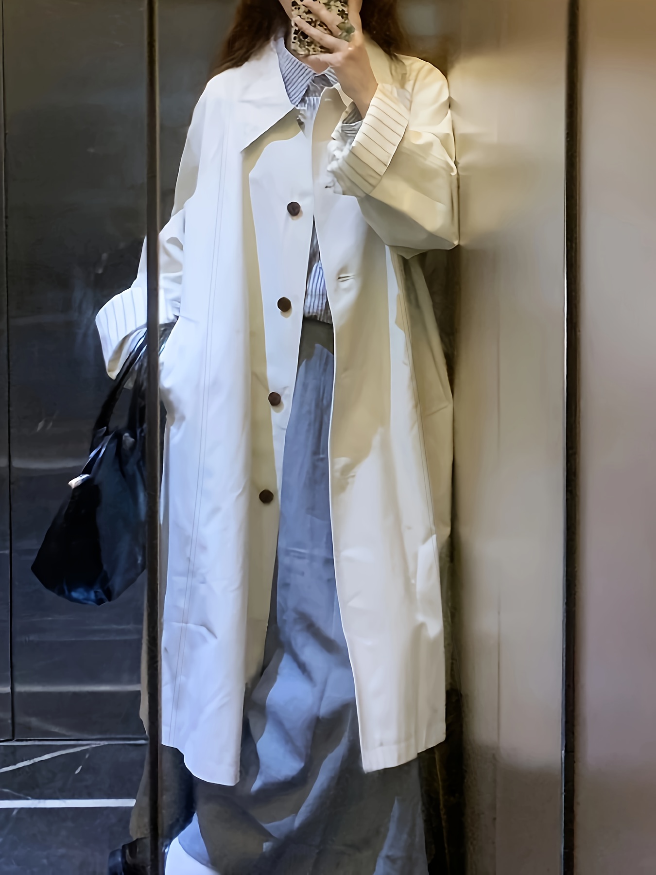 chic women's long trench coat casual loose - Temu Australia