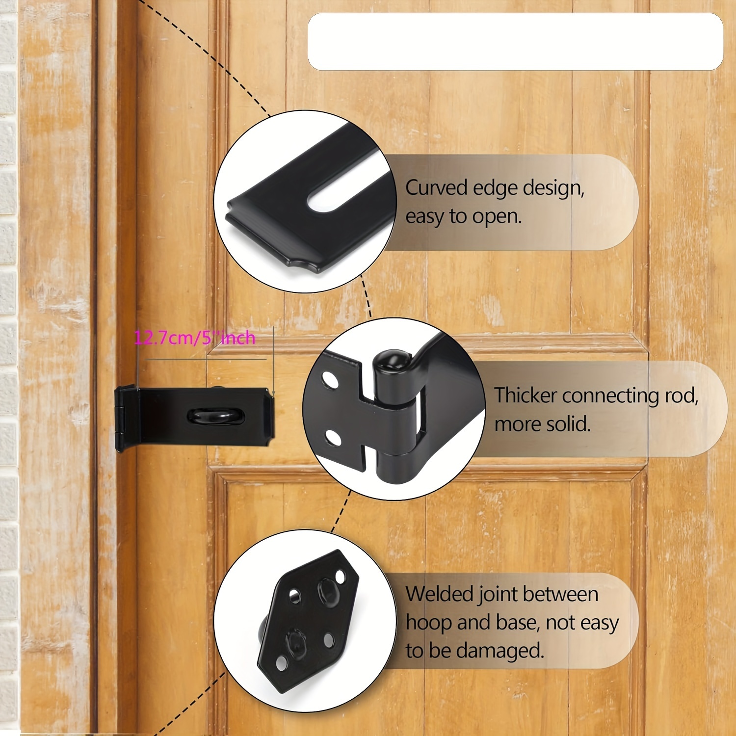 Heavy Duty Metal Hasp Lock With Padlock Eye, Black - Security Door ...