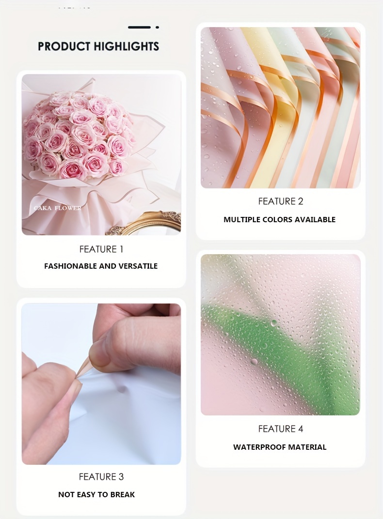 Waterproof Floral Wrapping Paper Korean Bouquet - Temu