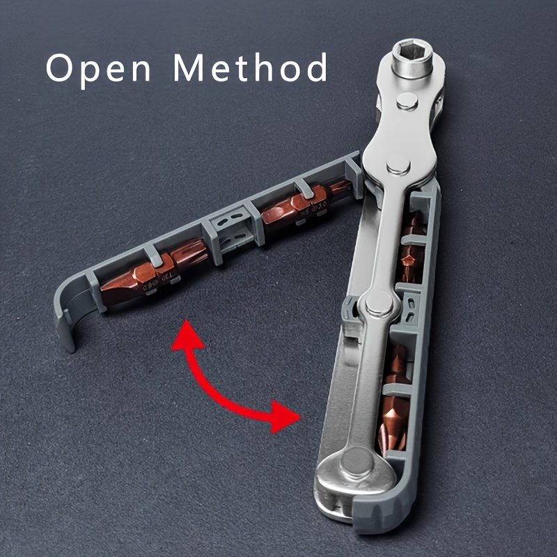 Multi Functional 1 4 Ultra Low Profile Mini Ratchet Wrench with 8pcs Screwdriver Bits and Reverse Ratchet Screwdriver Right Angle Magnetic Wrench