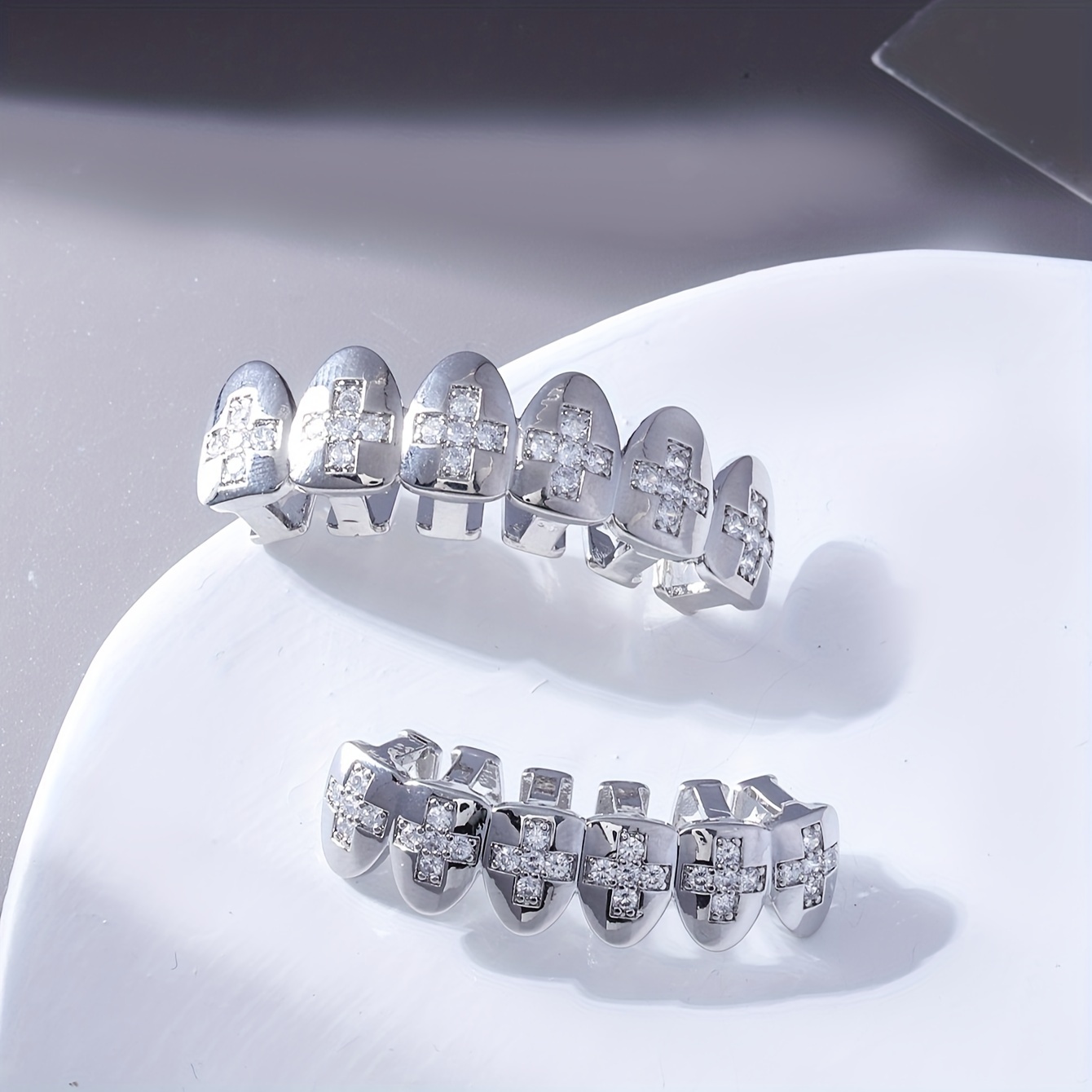 Hip Hop Cross Inlaid Cubic Zirconia Copper Teeth Grillz - Temu United ...