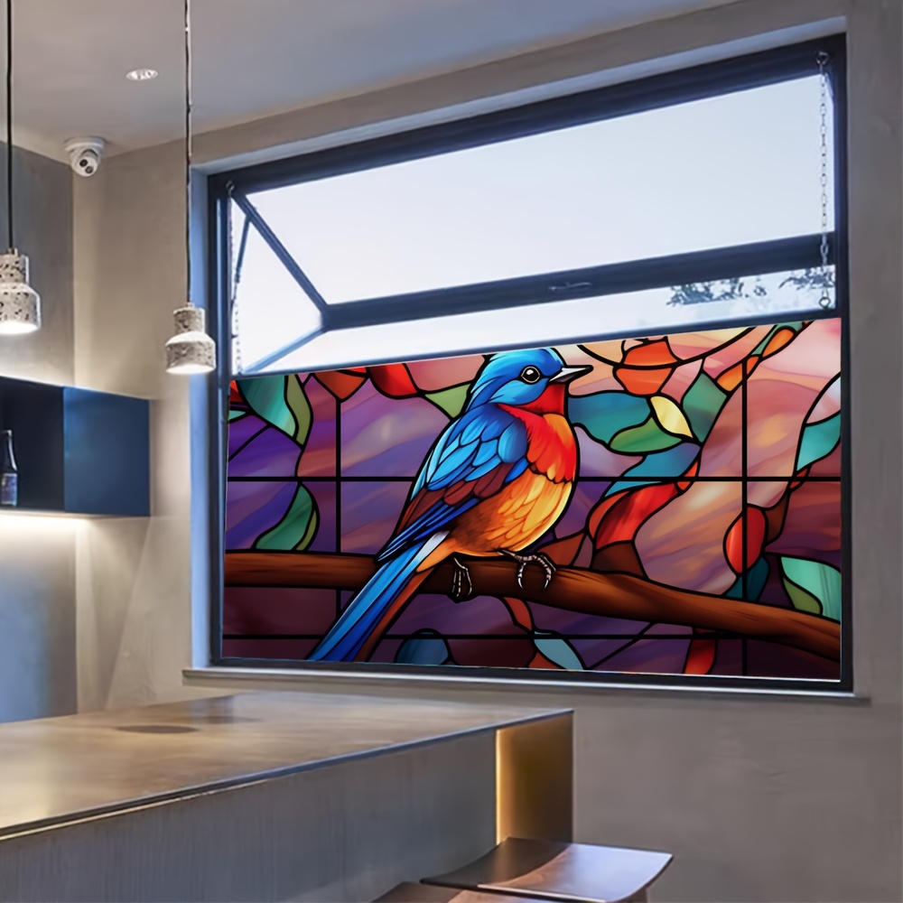 Stained Glass Window Film Colorful Birds Pattern Static - Temu Australia