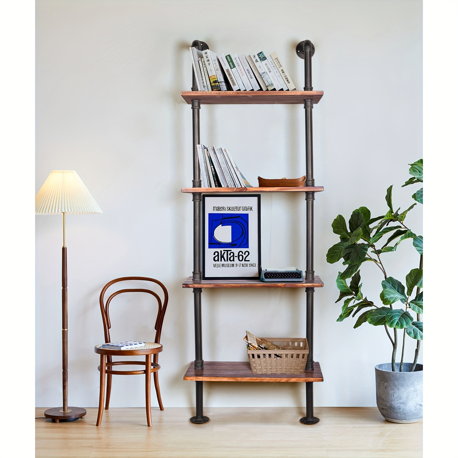 Industrial pipe ladder shelf store