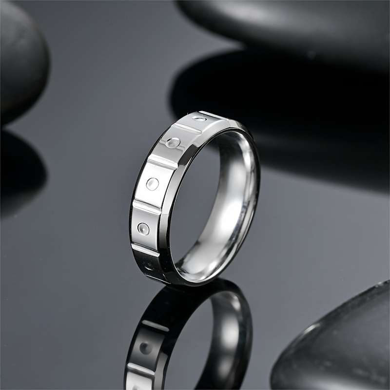 Trendy Versatile Fashion Ring Titanium Steel Ring Men - Temu United Kingdom
