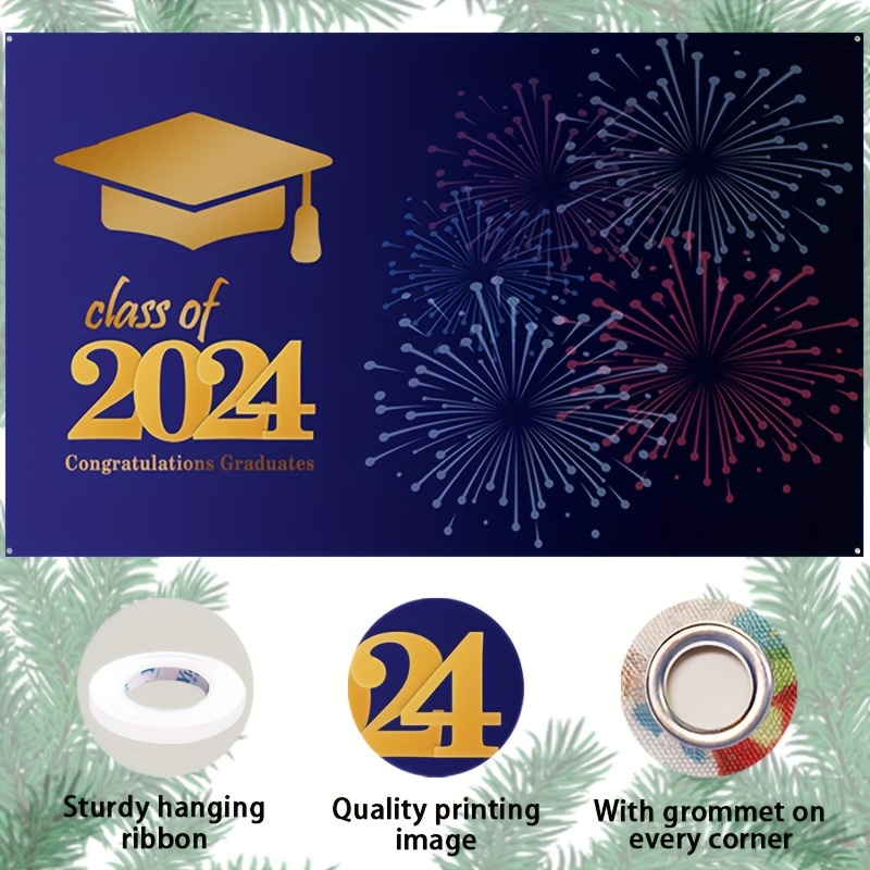 2024 Graduation Party Backdrop Grad Banner Large - Temu