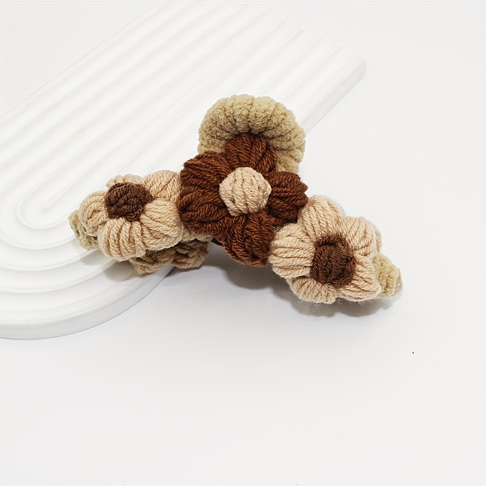 Elegant Knitted Flower Woolen Decorative Hair Claw Clip - Temu United ...