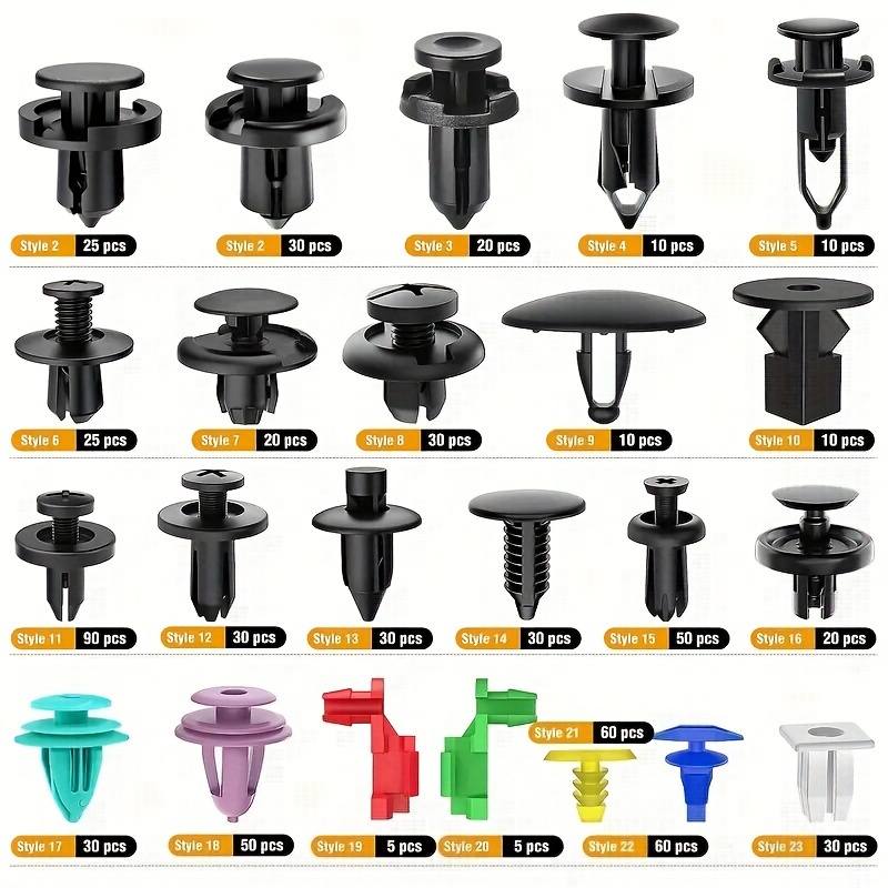 720pc Car Retainer Clips Fasteners Set with 5pc Removal Tools Universal Plastic Pin Rivets for Wire Harness Bumper Door Panel Decorat