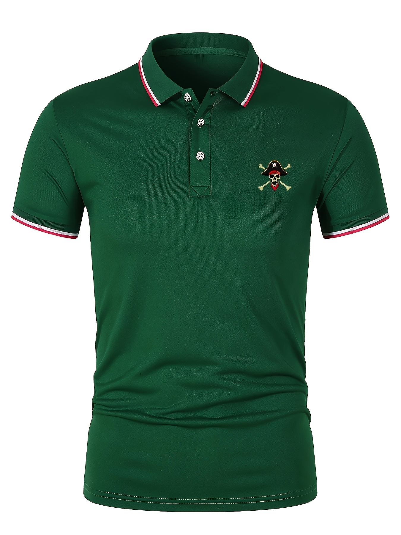 Men's Golf Shirt Pirate Skull Print Short Sleeve Breathable - Temu Portugal