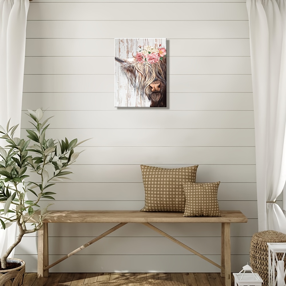 1pc Cute Highland Cow Country Farmhouse Printing Rustic Bedroom Decor ...