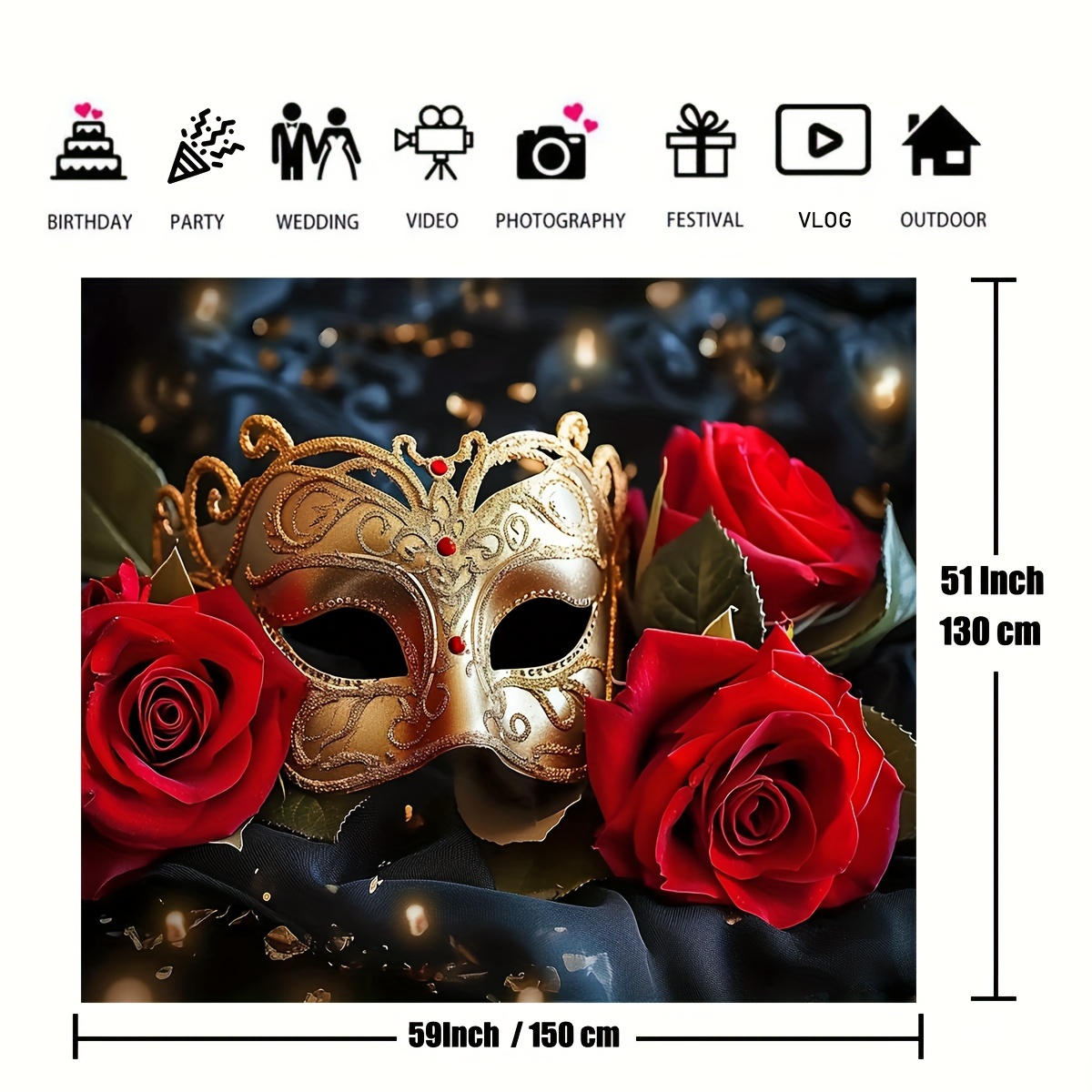 Masquerade Party Backdrops Red Rose Backdrop - Temu Australia