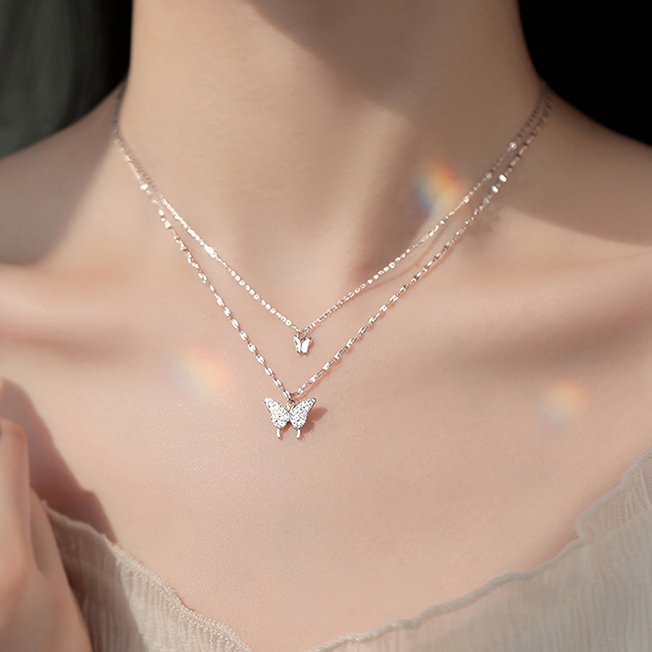 Layered butterfly necklace store