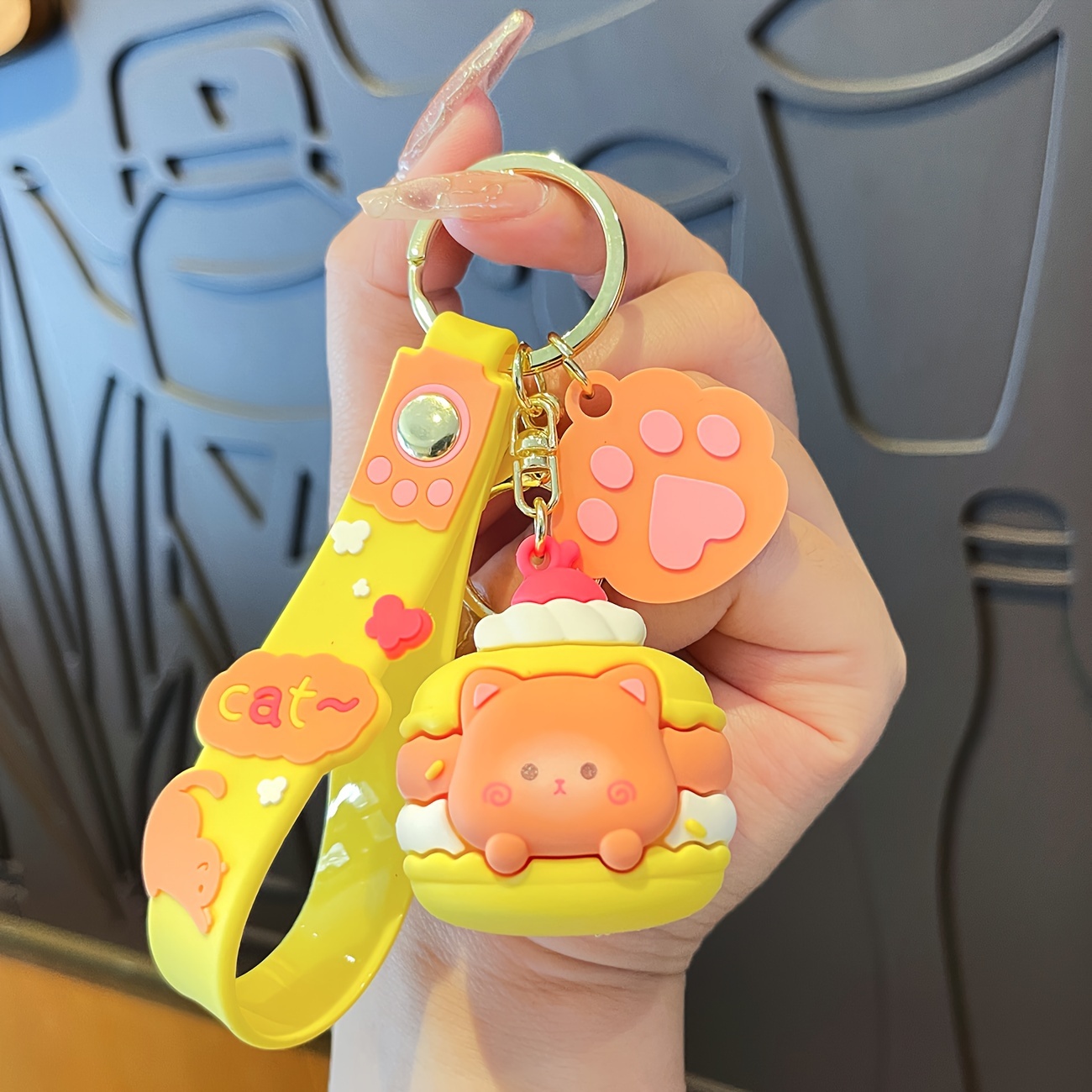 Men Ladies Macaron Cat Cartoon Key Chain Car Pendant Bag - Temu United ...