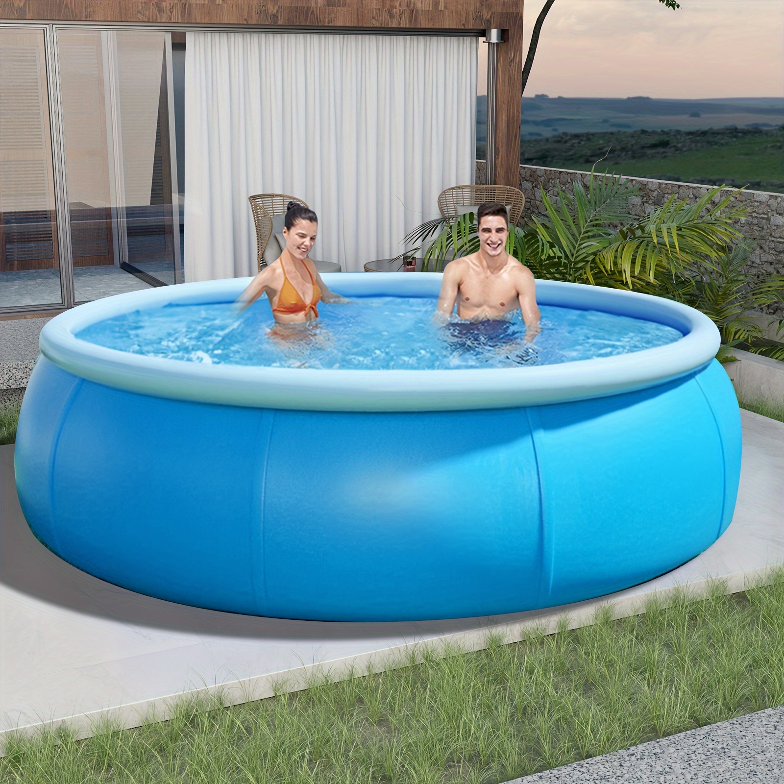 Large Round Inflatable Swimming Pool - 118.11in Diameter, 30in Height ...