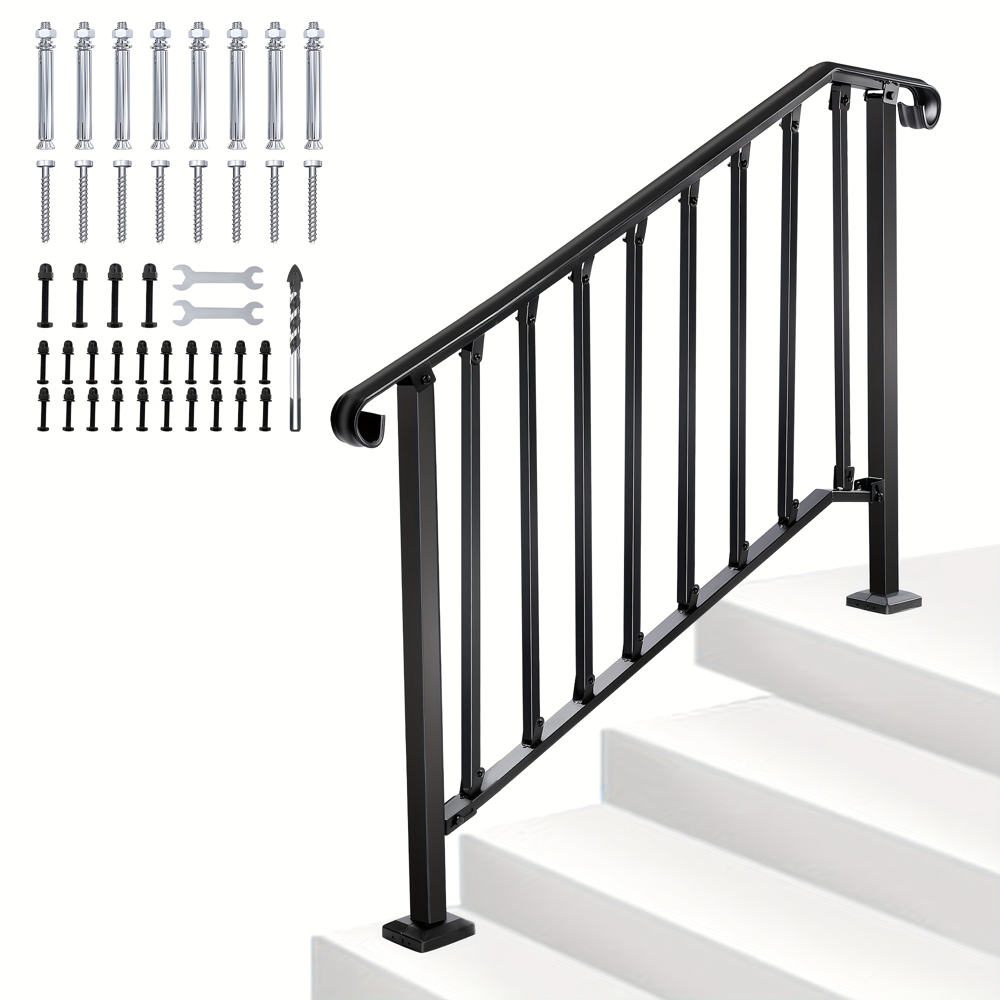 Handrails Outdoor Steps Fit 3 Outdoor Stair Railing - Temu