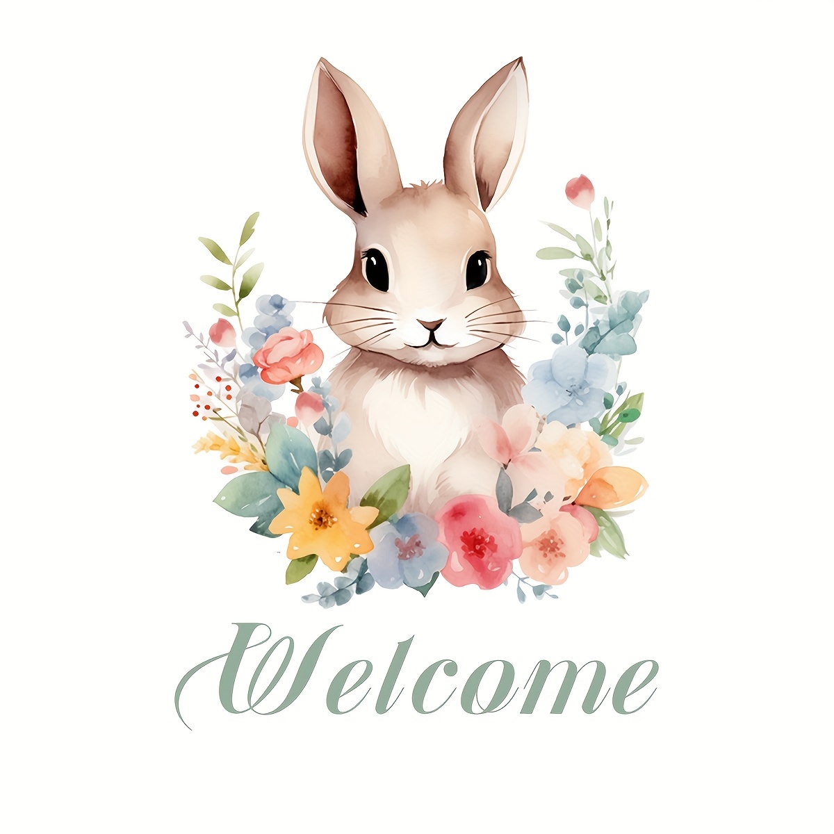 cartoon bunny easter wreath welcome door stickers bedroom - Temu New ...