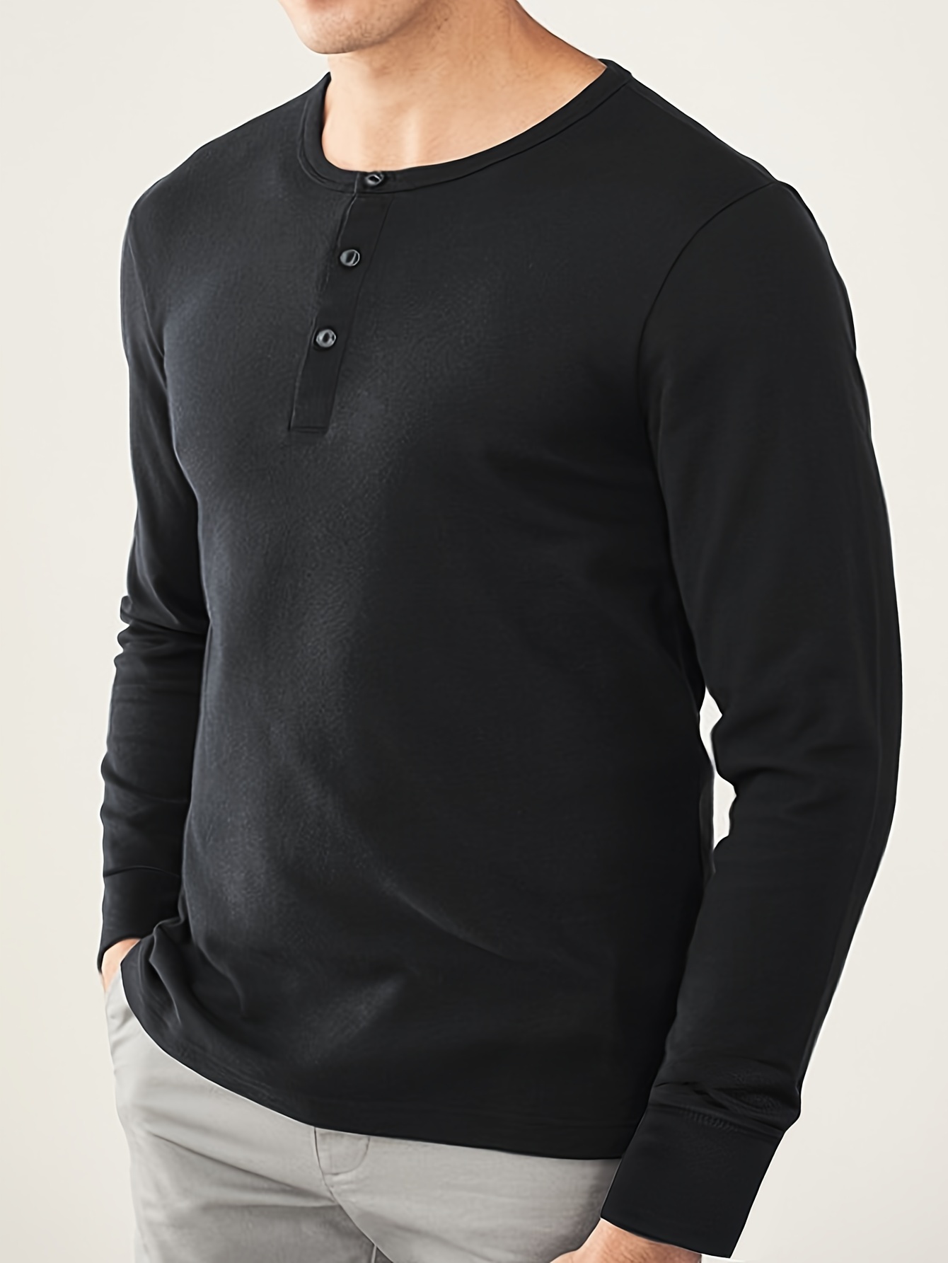 Plus Size Mens Solid Henley Shirt Spring Fall Daily Shirt Temu Ireland