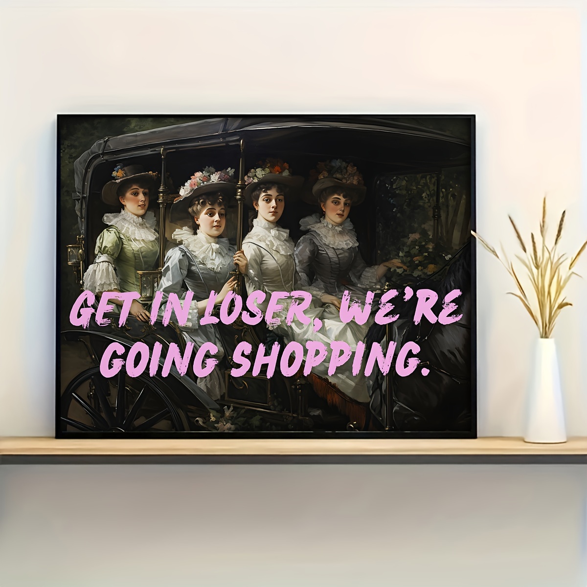 unframed canvas poster retro art going shopping - Temu