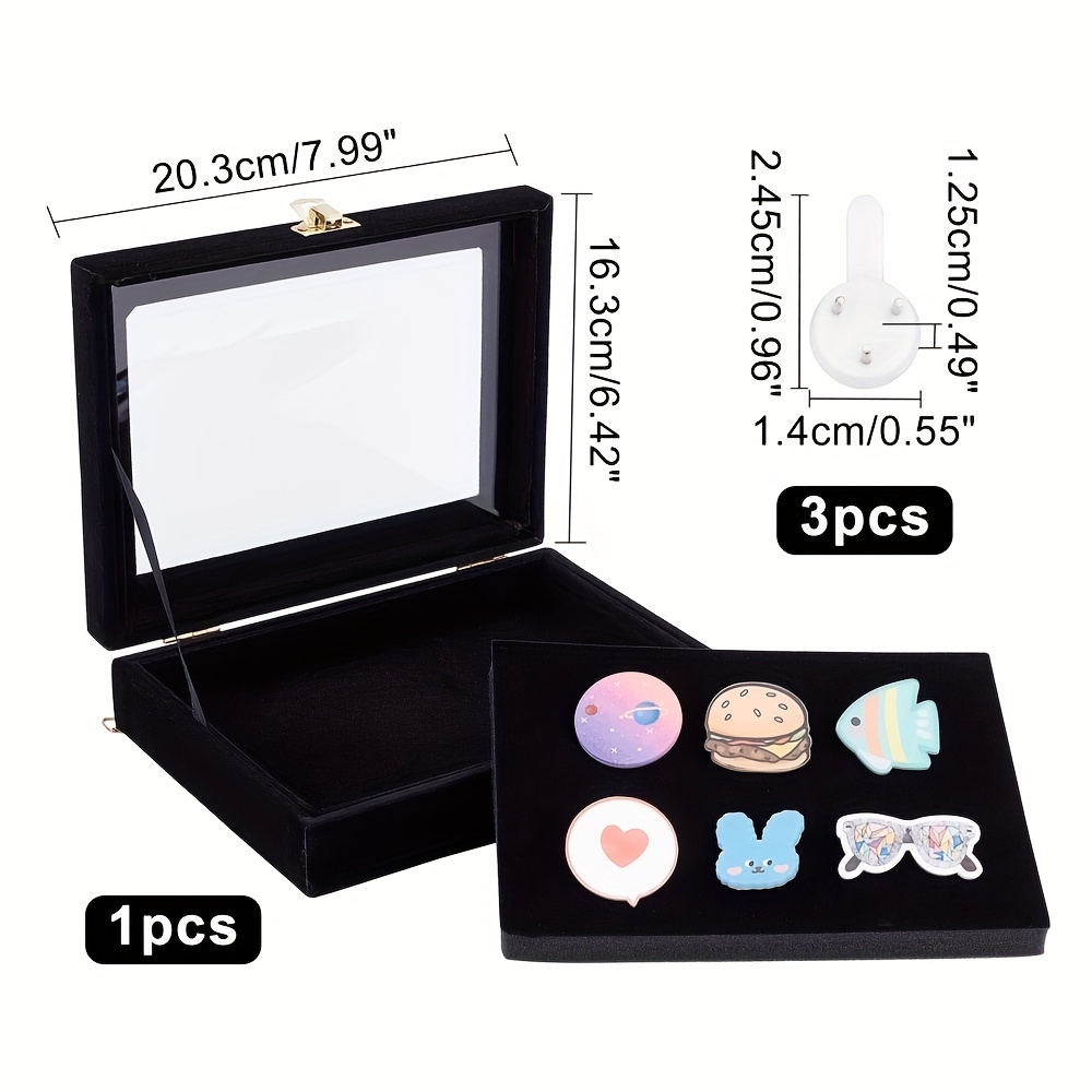 Pin Display Case Wooden Presentation Box Glass - Temu United