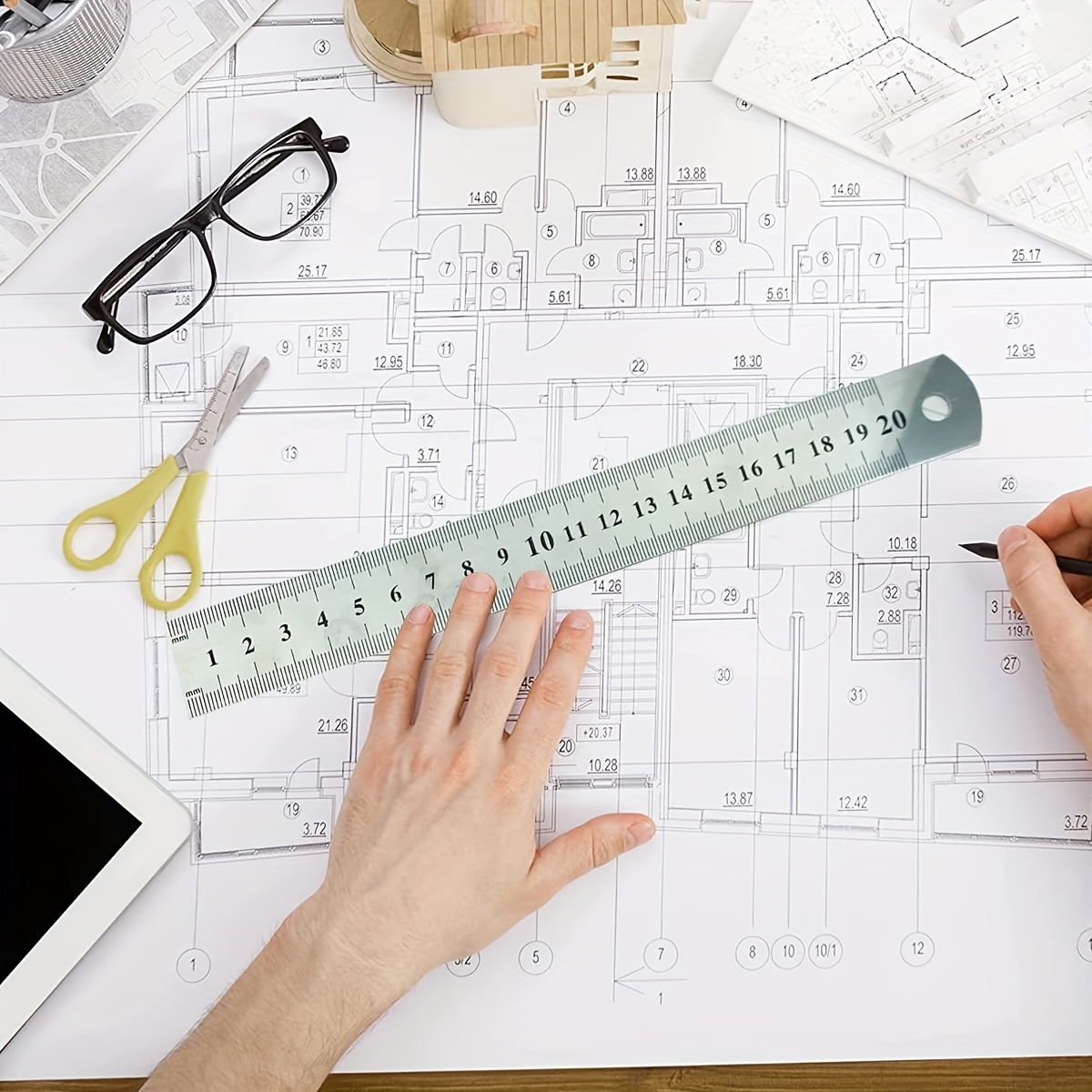 3pcs/set Of Stainless Steel Rulers, Metal Ruler Set Steel Ruler Double ...