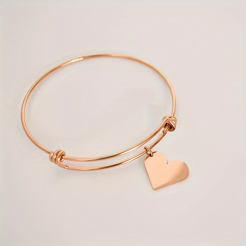 Personalized Custom Love Heart Pendant Bangle Bracelet - Temu United ...