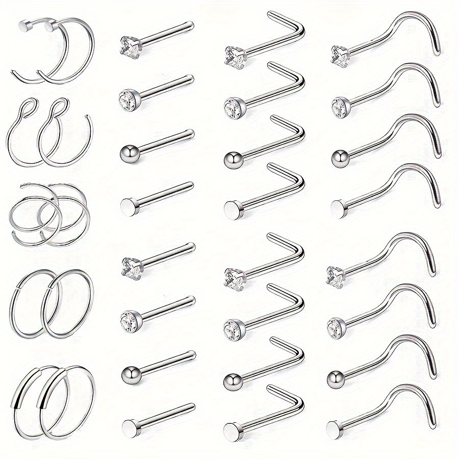 Nose Ring Set Women's L shaped Nose Nail Stainless Steel - Temu United ...