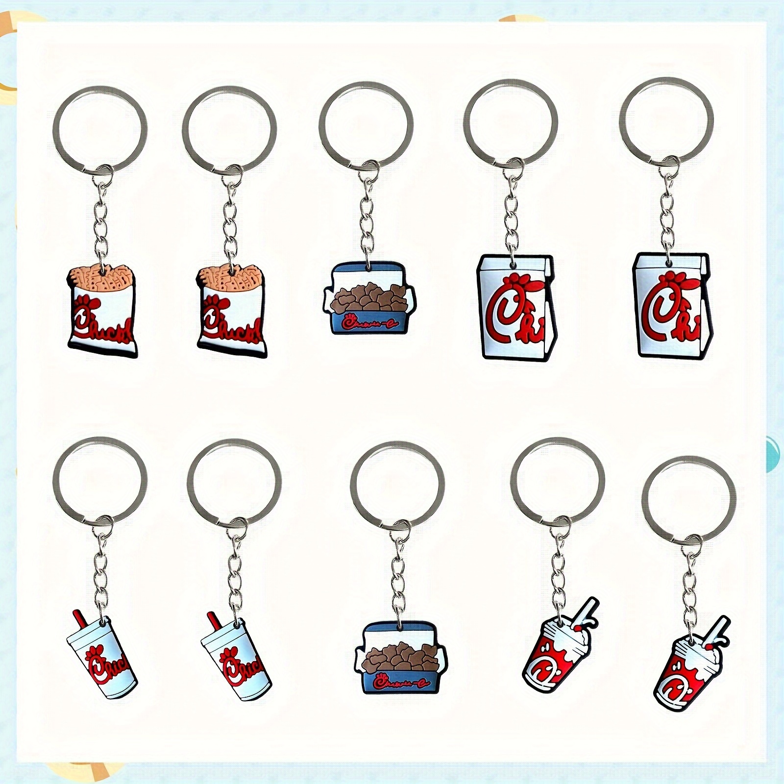 Cartoon Food Keychain Creativity Drinks Key Ring Cartoon - Temu Canada