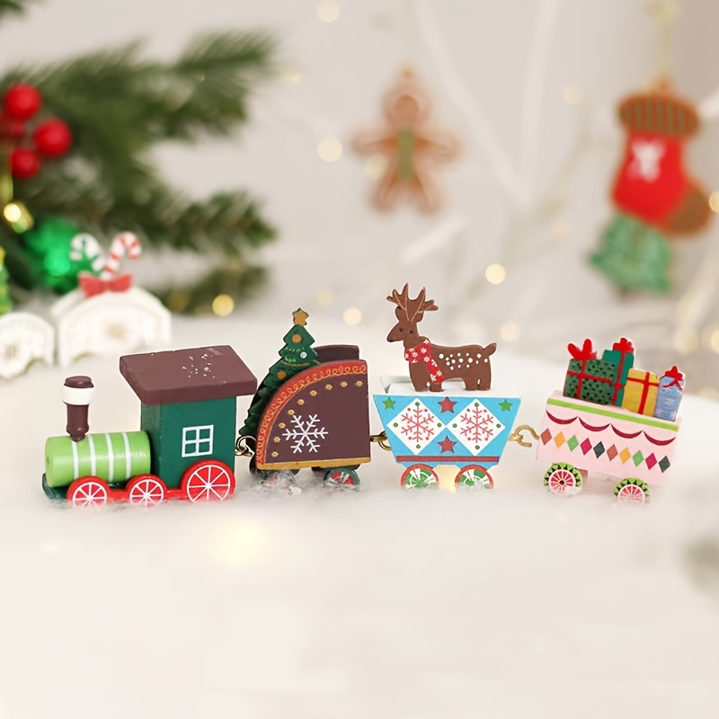 Christmas Train Set Decorative Wooden Toy Festive Holiday - Temu