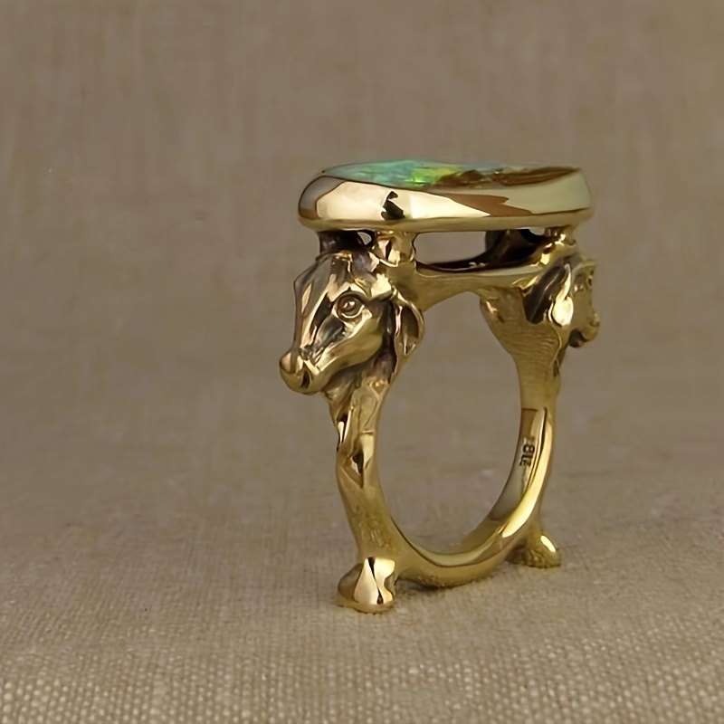 Fashionable Creative Animal Shaped Ring Punk Cow Head Inlaid - Temu Ireland