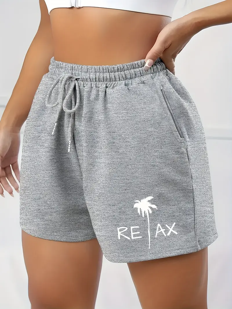 Plus Sports Shorts Women S Plus Size Relax Tree Print Temu Australia