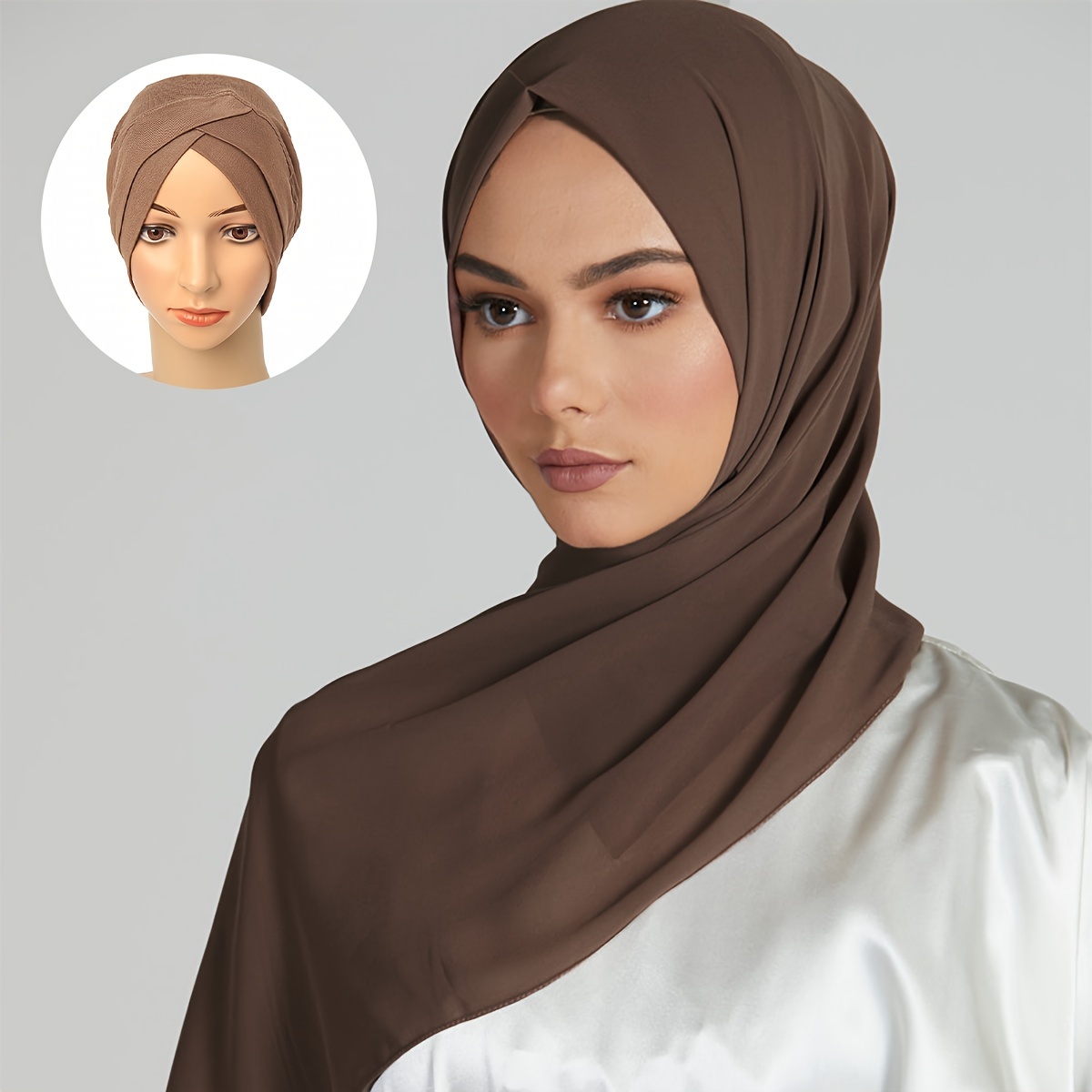 Solid Color Undercap Thin Breathable Chiffon Scarf Forehead - Temu ...