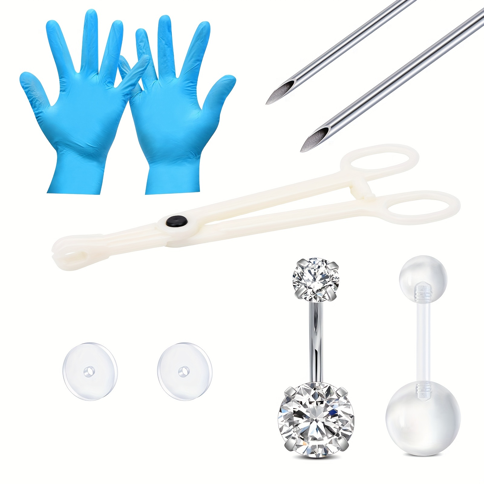 belly button piercing tools stainless steel clamp zircon uv Temu