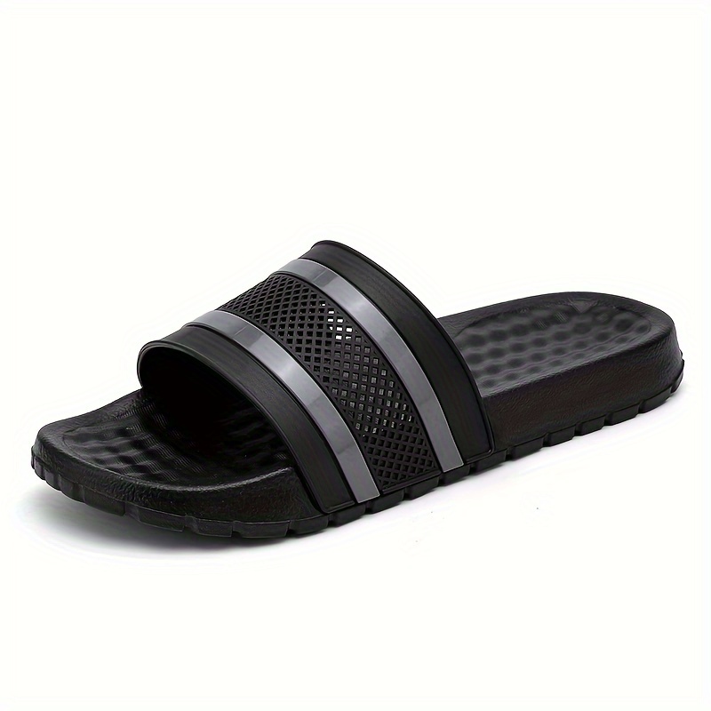 Mens Fashion Slides Casual Non Slip Slippers Open Toe Shoes For Indoor Outdoor Beach Shower ...