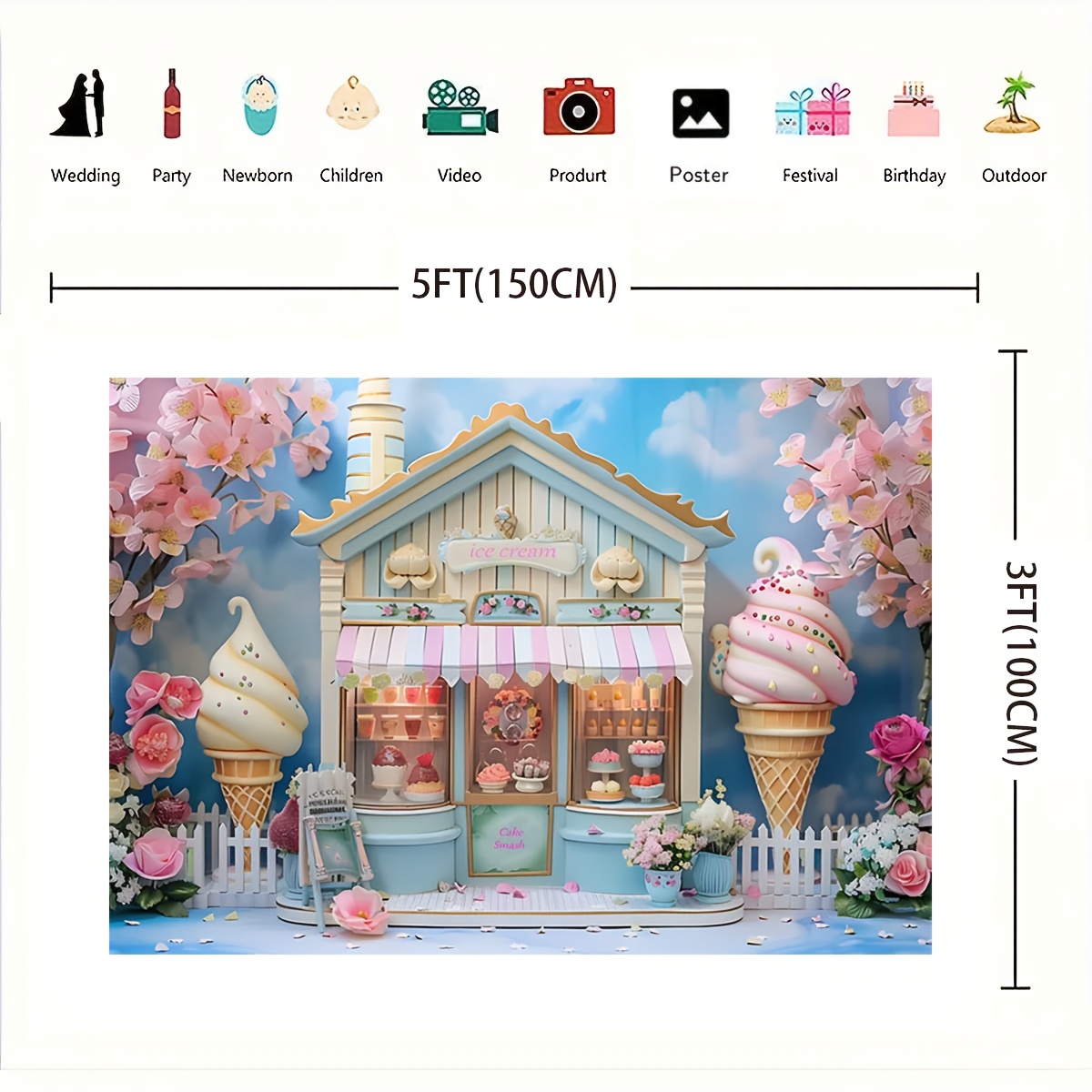 ice cream backdrop] vinyl ice - Temu