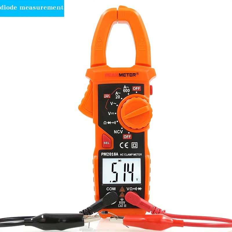 Peakmeter Digital Clamp Meter Ac/ Voltage Tester, Abs Material, Battery ...