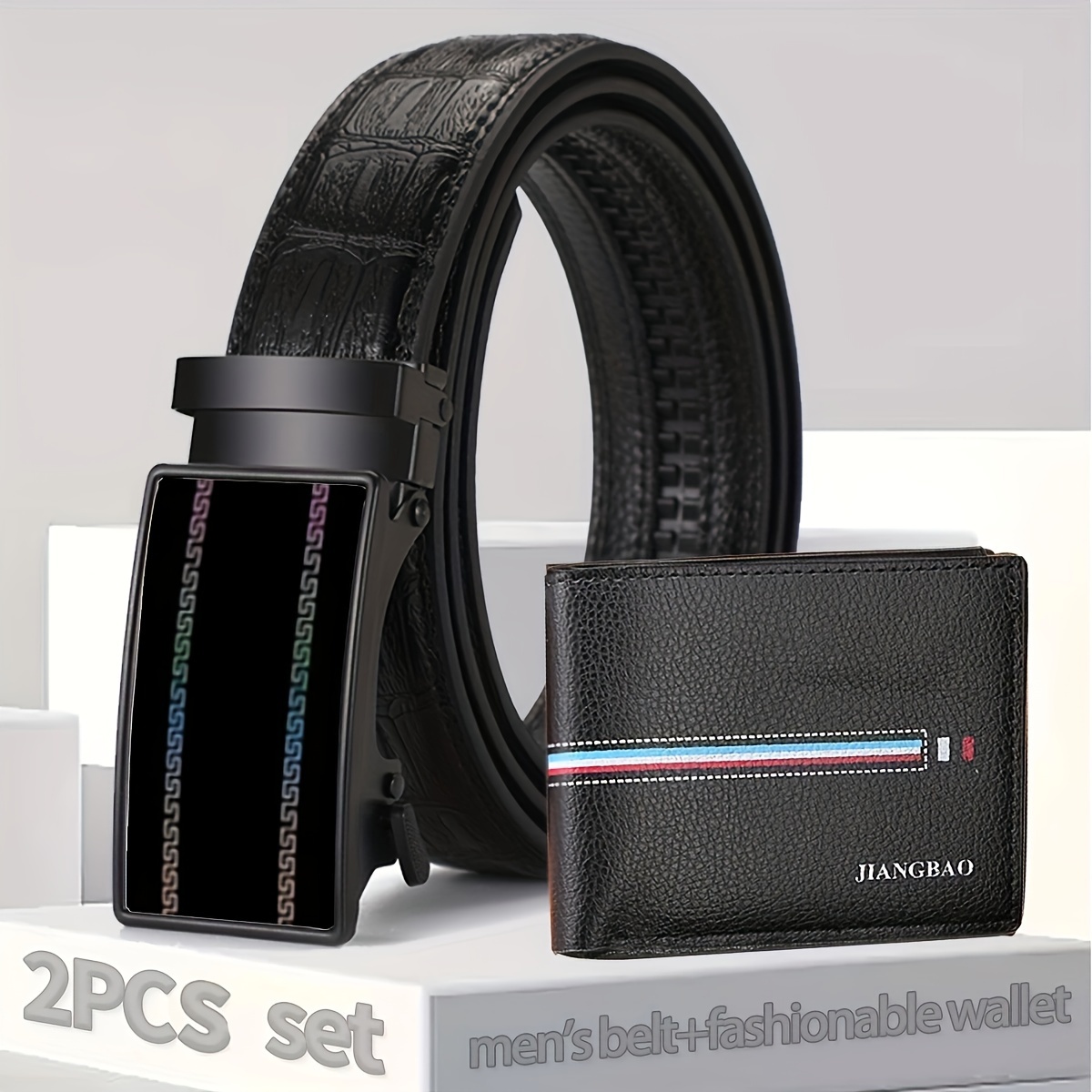 mens pu leather belt wallet set for boyfriend dad brother halloween ...