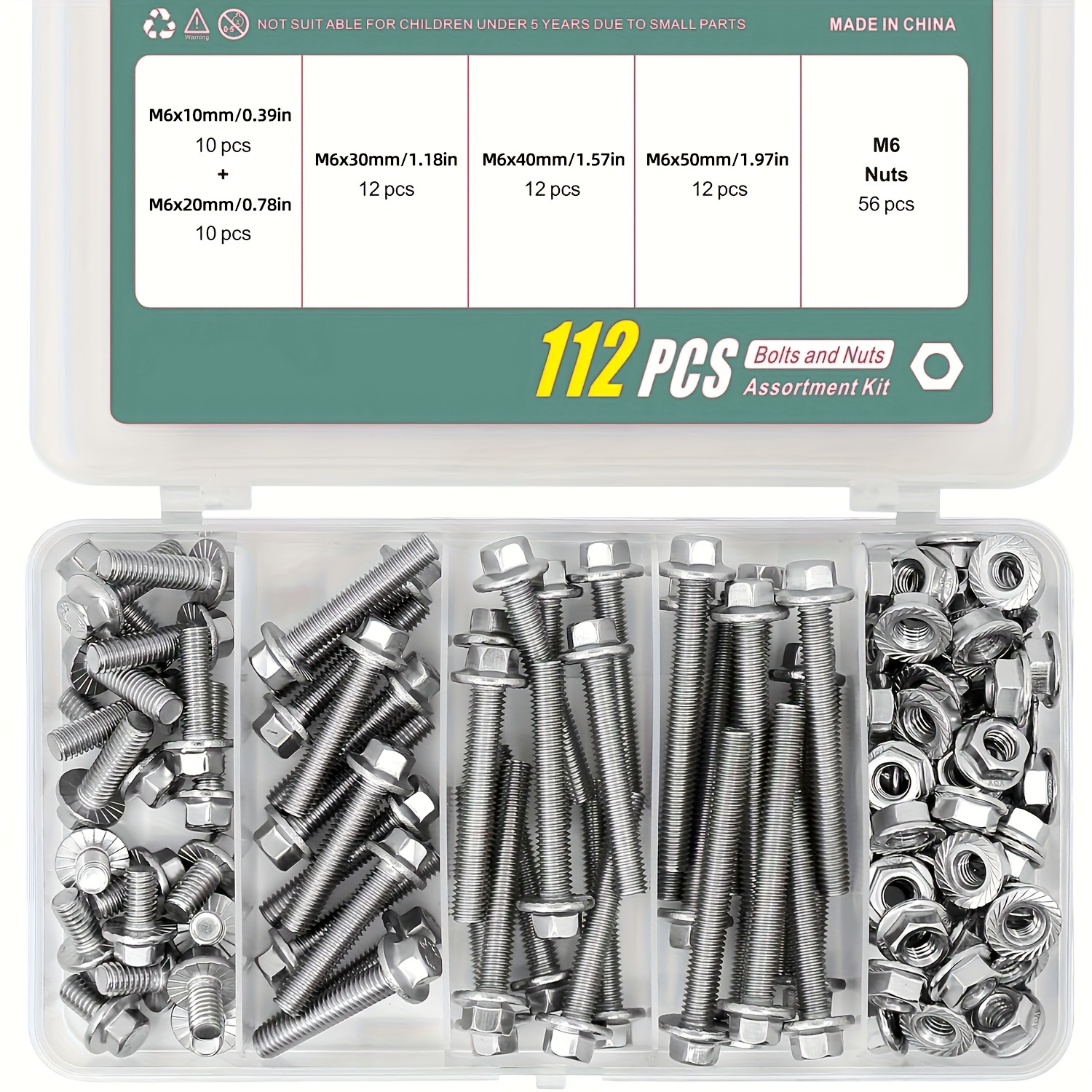 M6 Stainless Steel 304 Flanged Hex Head Bolts Nuts Kit - Temu