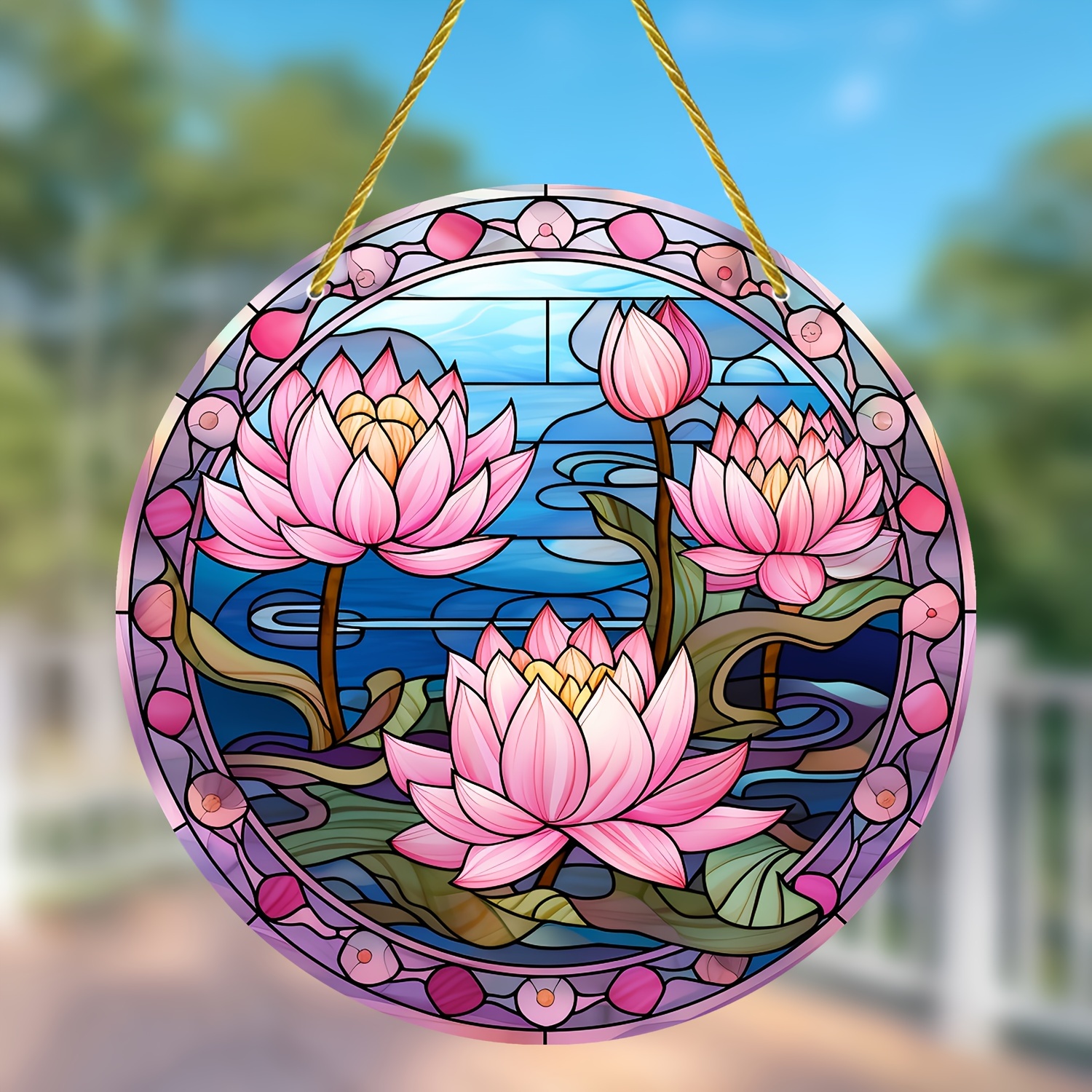 Acrylic Circular Shade Pendant Water Lily Window - Temu Australia