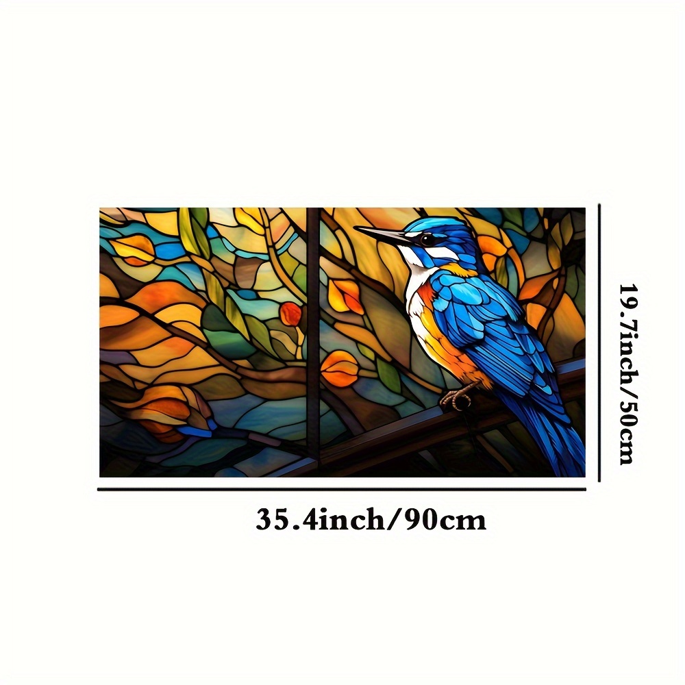 Stained Glass Window Film Colorful Birds Pattern Static - Temu Australia