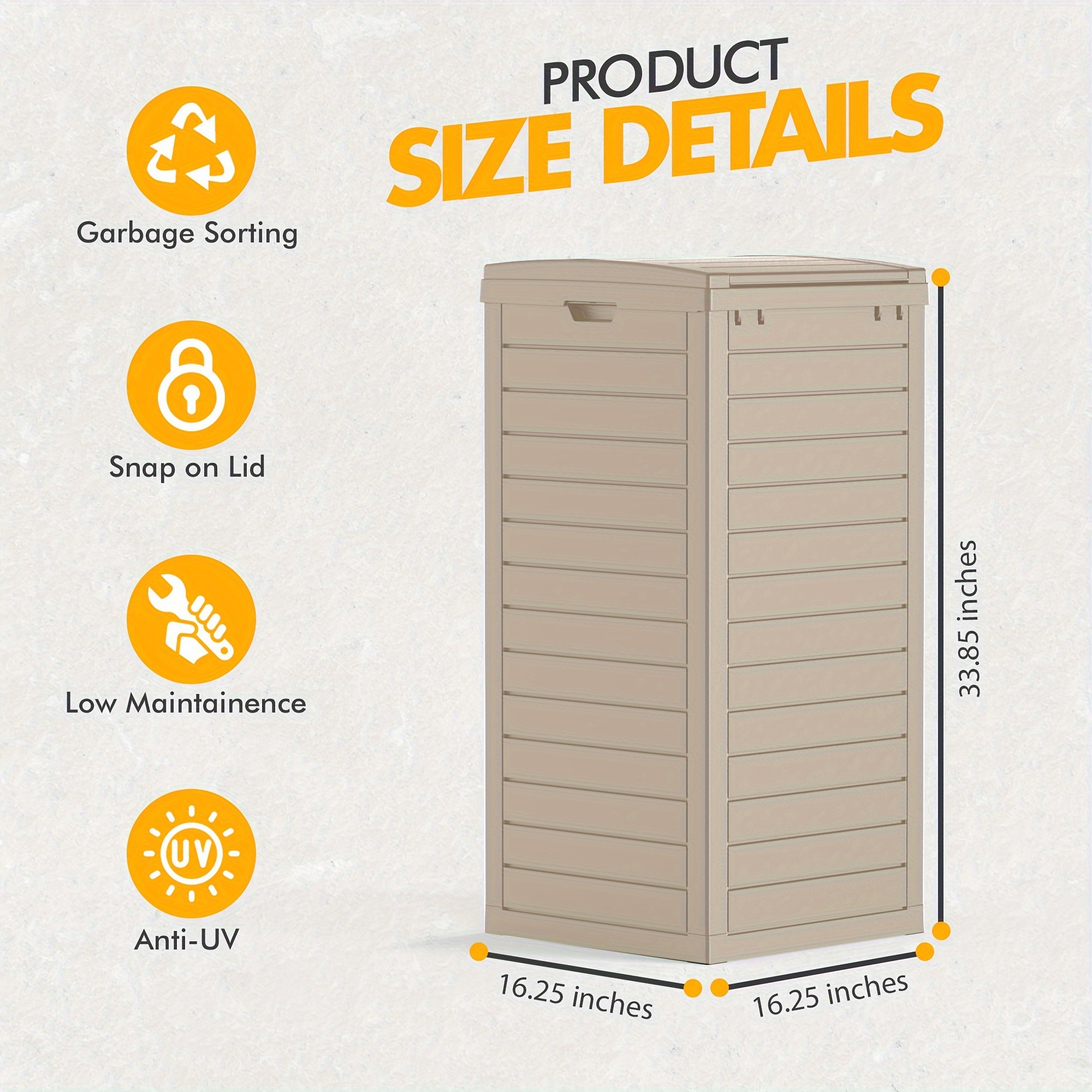 31 Gallons Stylish Practical Large Trash Cans Lids Rugged - Temu