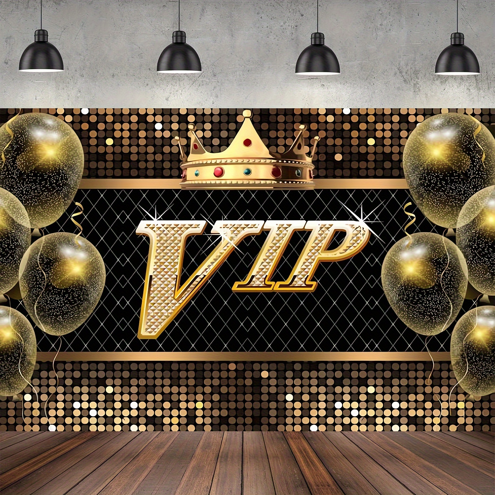 Photography Backdrop Vip Birthday Backdrop Ft Black Golden - Temu